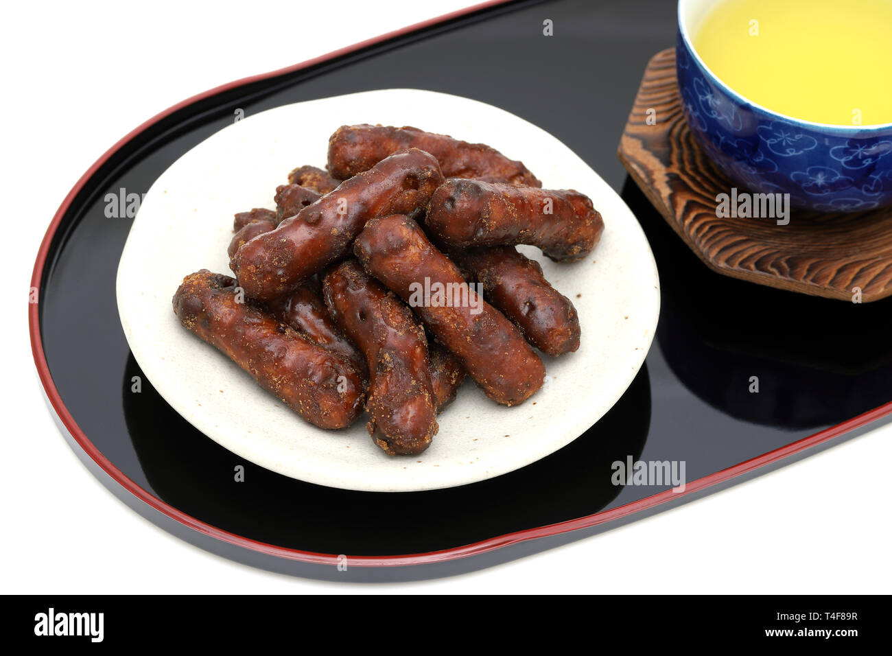 Traditional Japanese snack food, Karinto brown or black sugar cookies ...