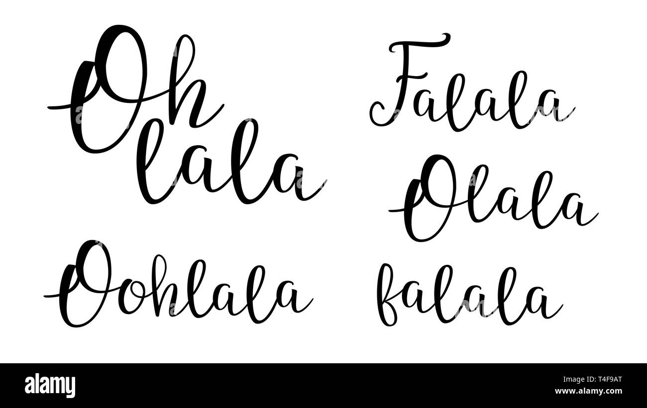 Oh Lala Vector Decorative Cursive Calligraphy Set Stock Vector Image ...