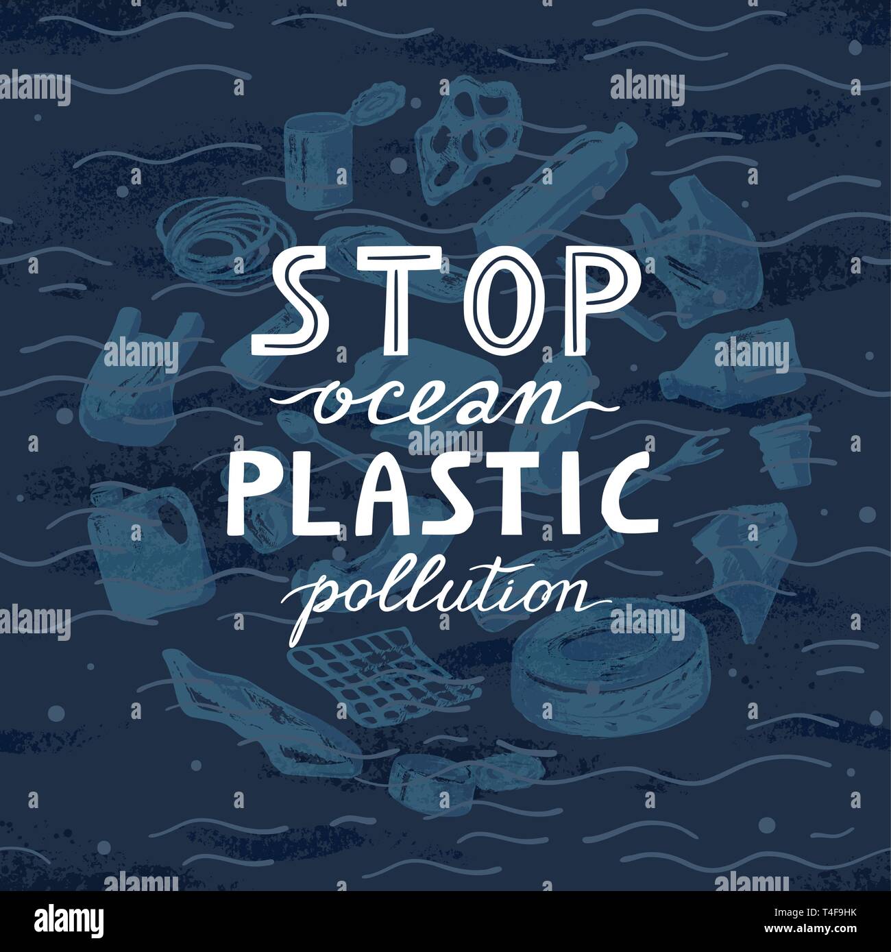 Environmental banner plastic garbage trash marine life in our ocean and ...