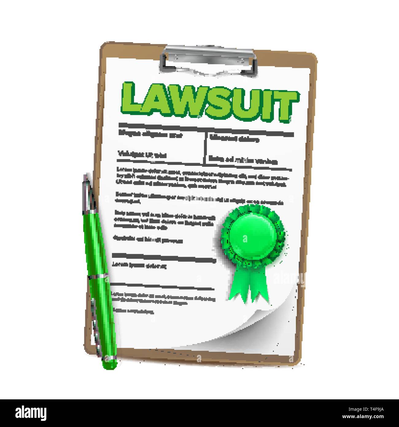 Lawsuit Paper, Legal Action, Document Vector Realistic Illustration ...