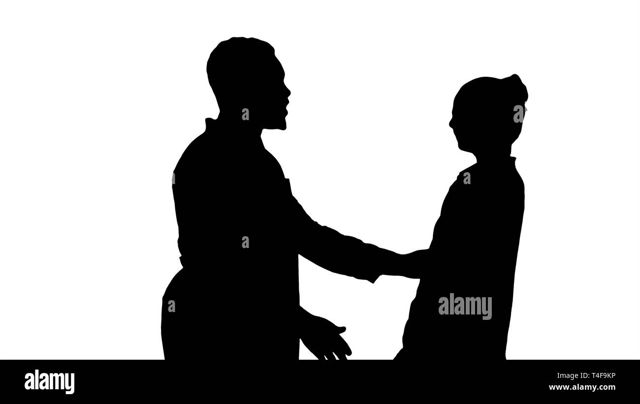 Silhouette Doctor telling good news to a patient Stock Photo - Alamy