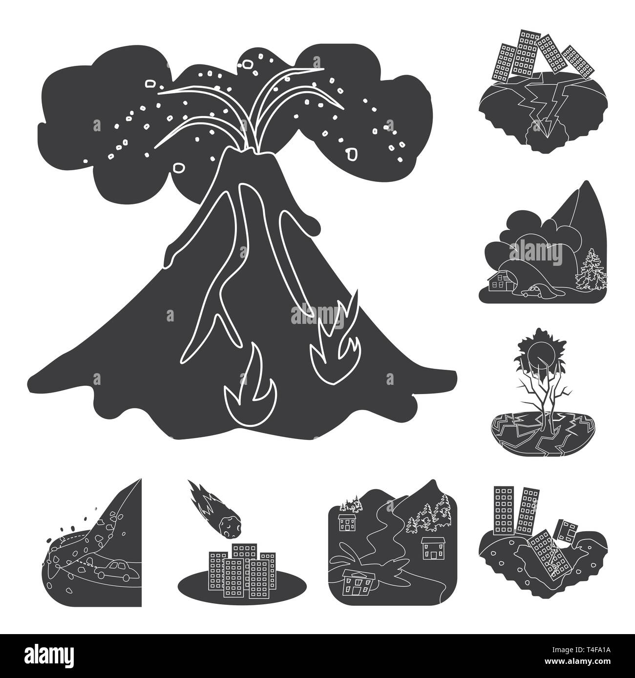 Isolated object of calamity and crash icon. Collection of calamity and ...