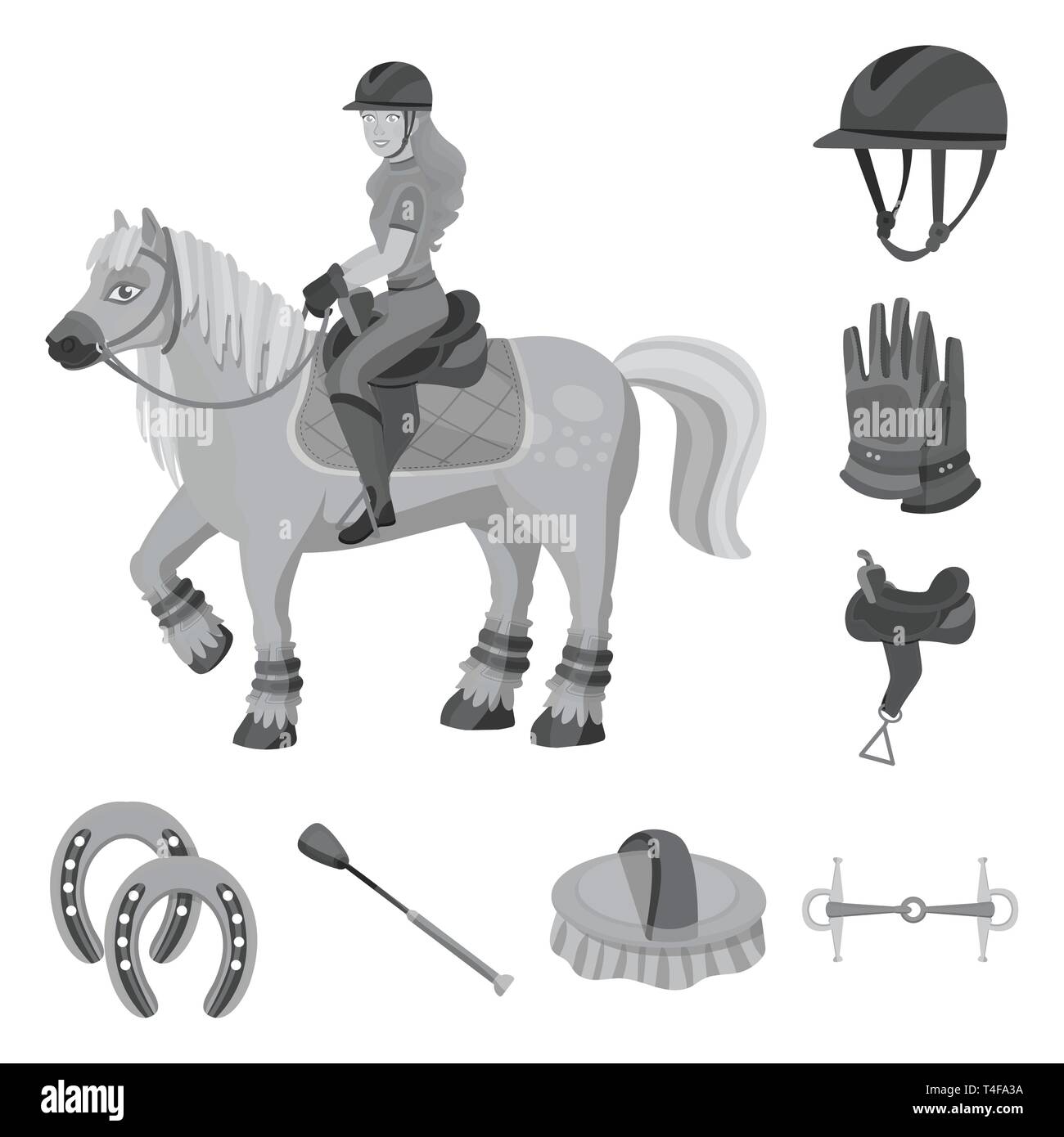 Isolated object of race and horse symbol. Collection of race and racing ...