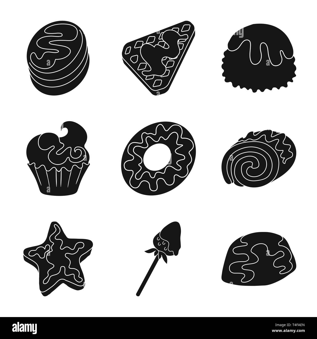 Isolated object of sweetness and product symbol. Collection of ...