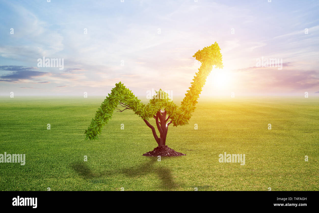 Green plant in shape of of grow up trend at field Stock Photo - Alamy