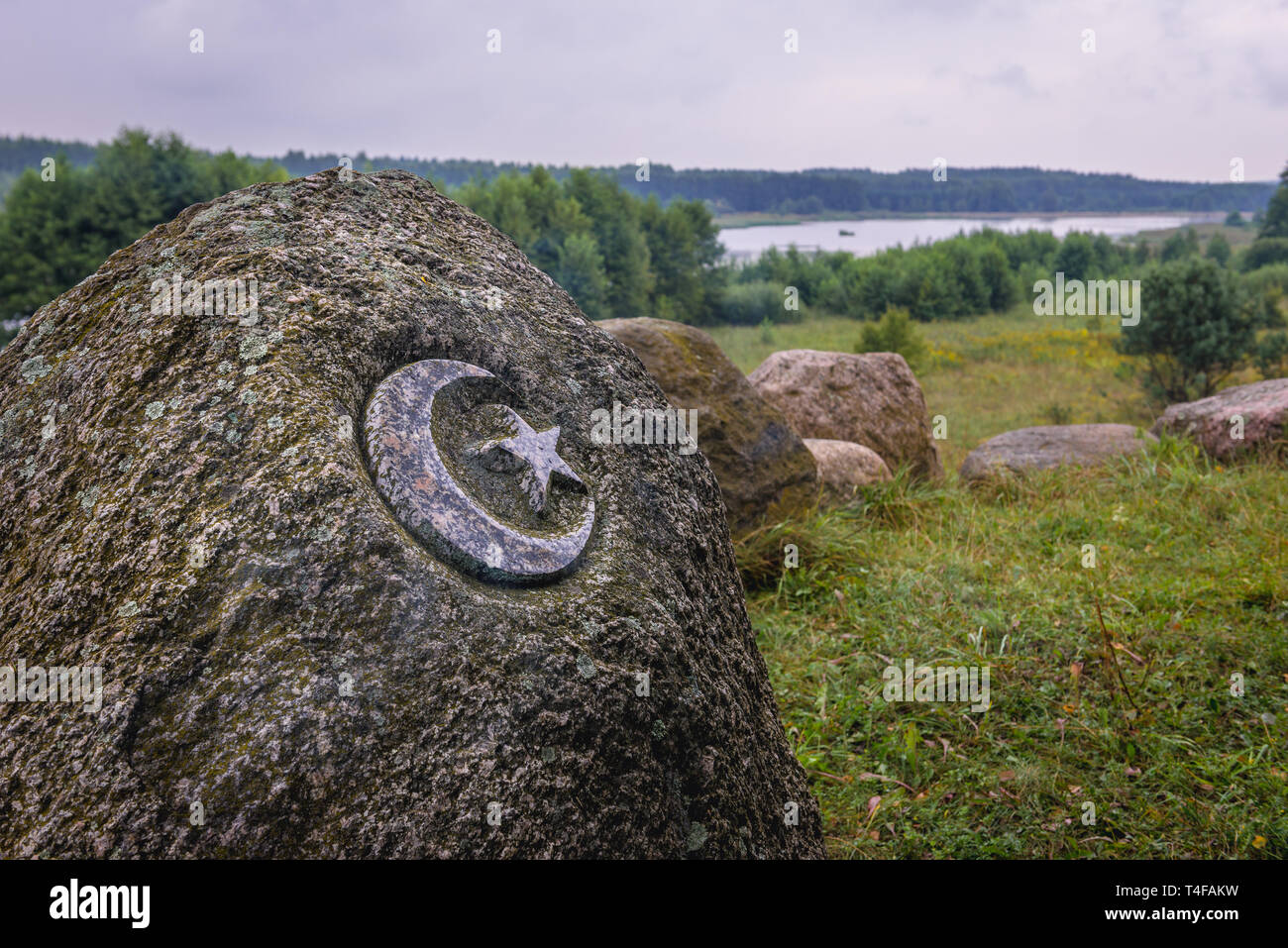 Hill called the Ecumenical Mountain over Ozierany water reservoir near ...