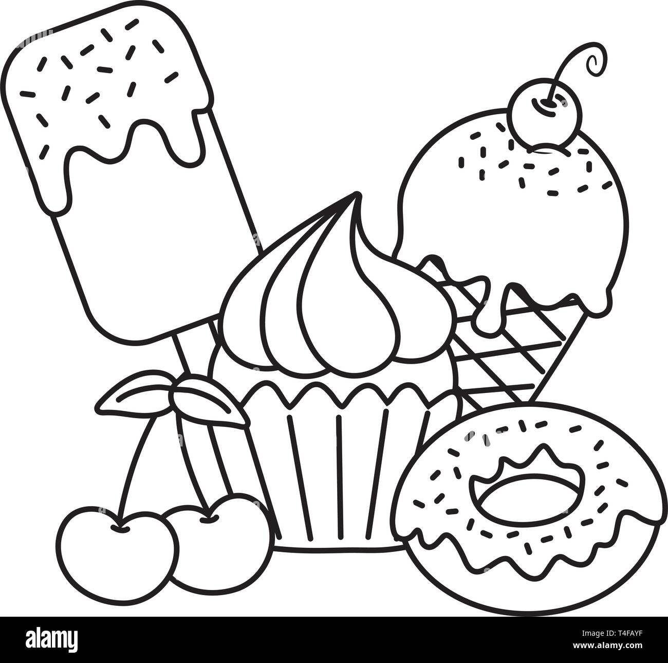 Dessert Cartoon Black And White