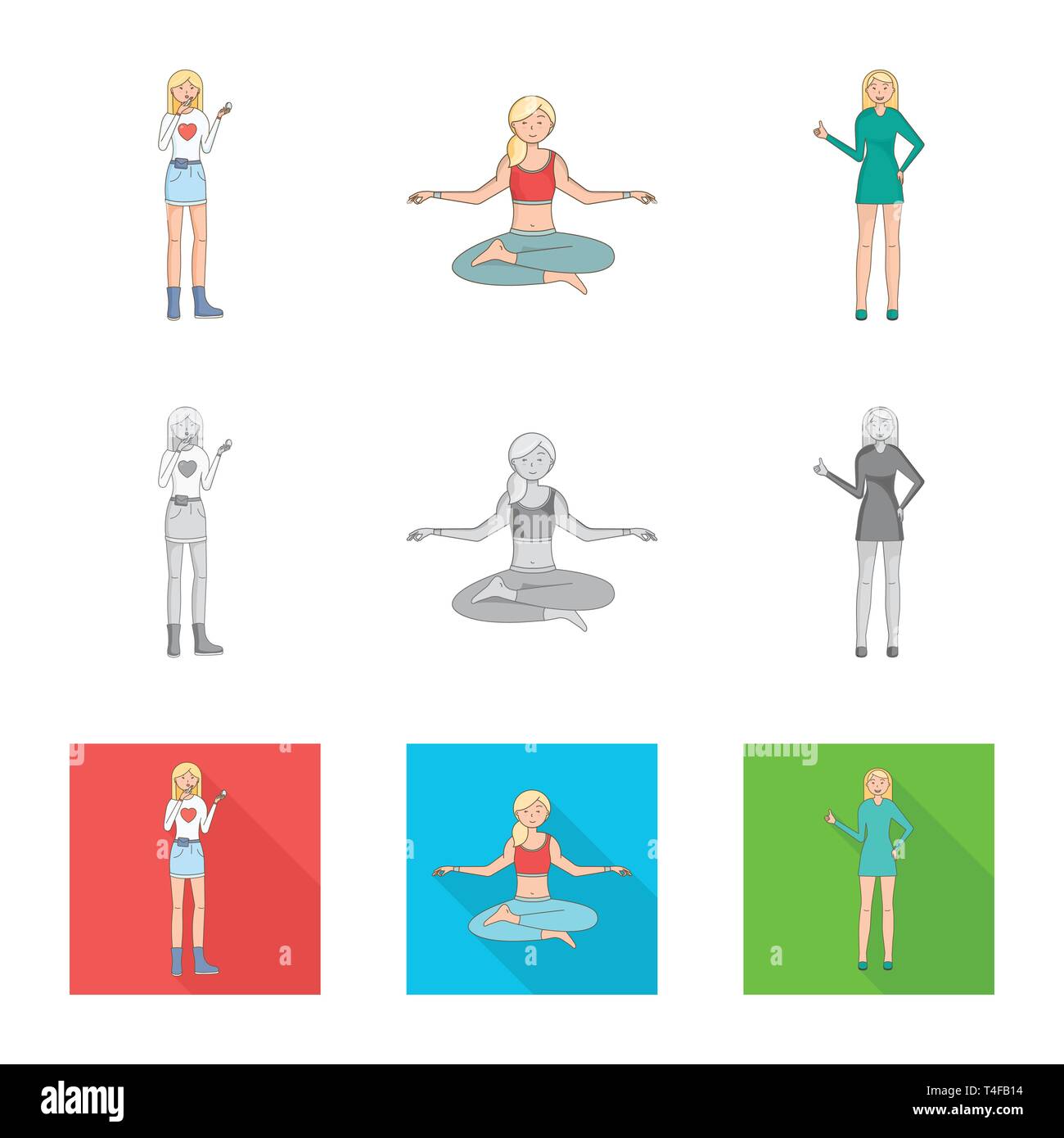Vector design of posture and mood icon. Set of posture and female stock ...