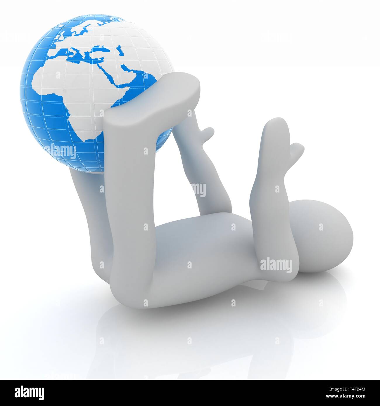 3d man exercising position on Earth - fitness ball. My biggest Global ...