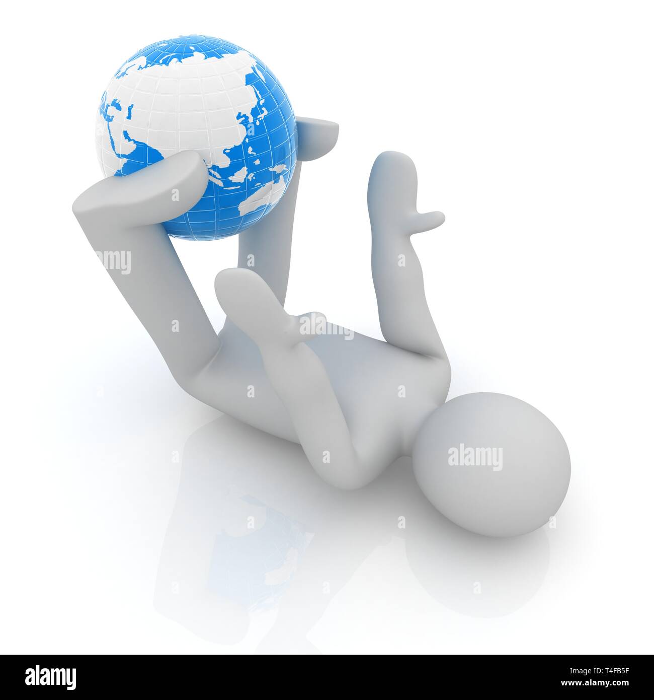 3d man exercising position on Earth - fitness ball. My biggest Global ...