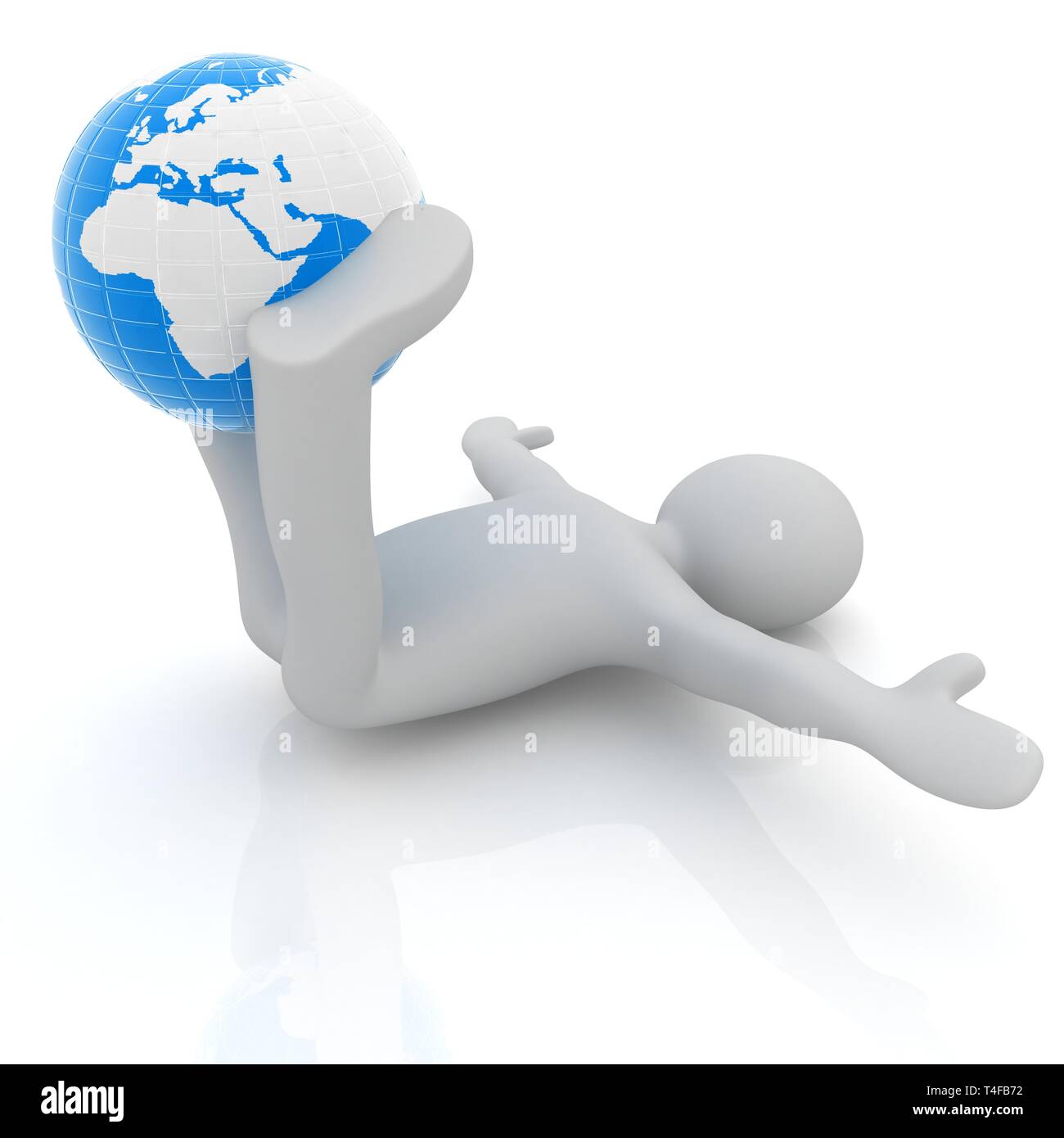 3d man exercising position on Earth - fitness ball. My biggest Global ...
