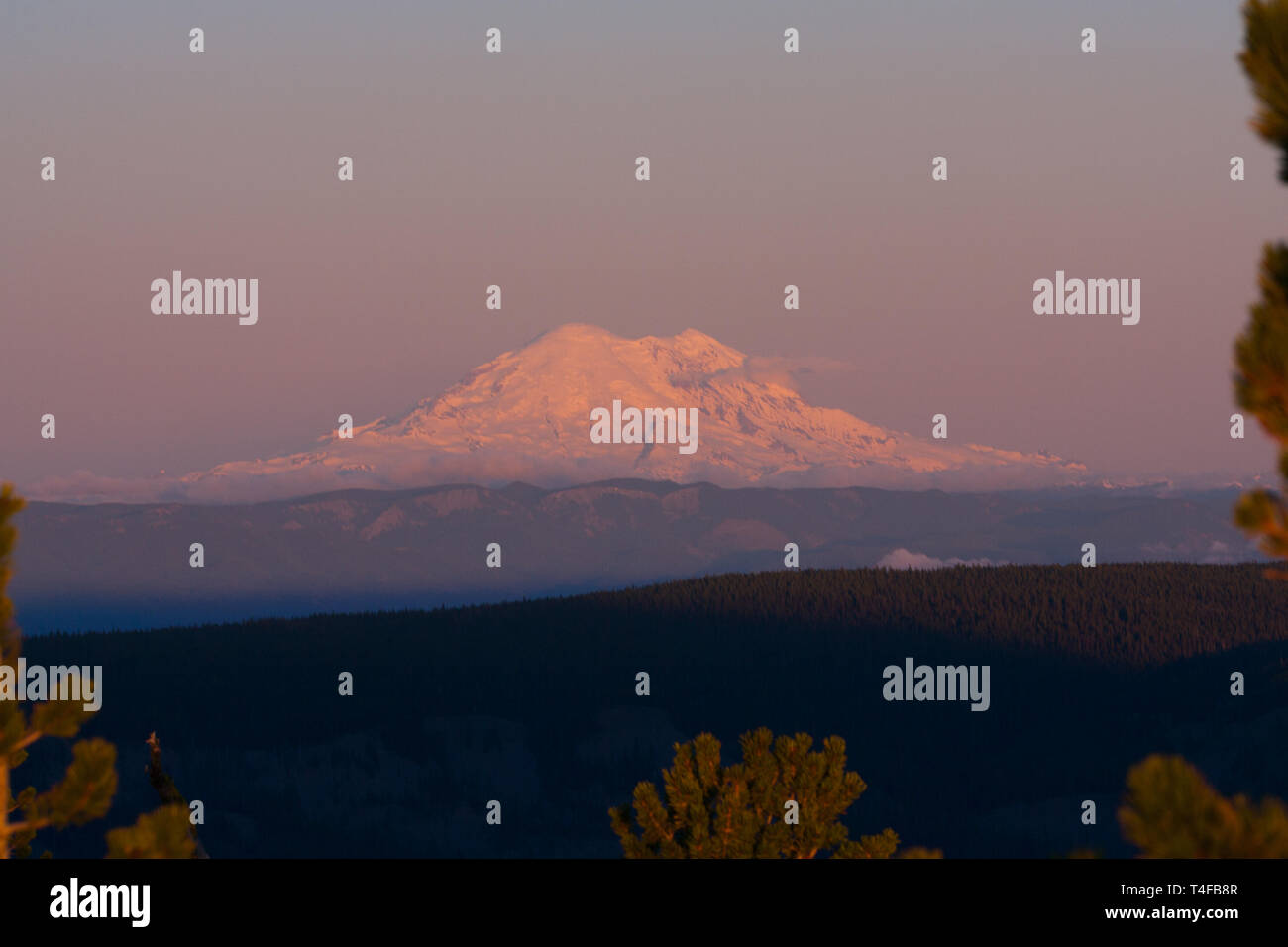 Mt Rainier seen from Mission ridge about 69 miles northeast during ...