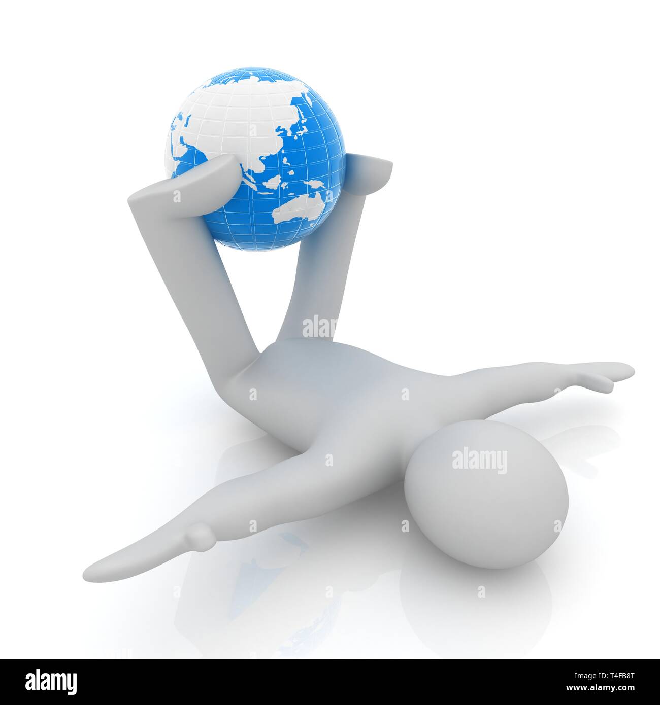 3d man exercising position on Earth - fitness ball. My biggest Global ...