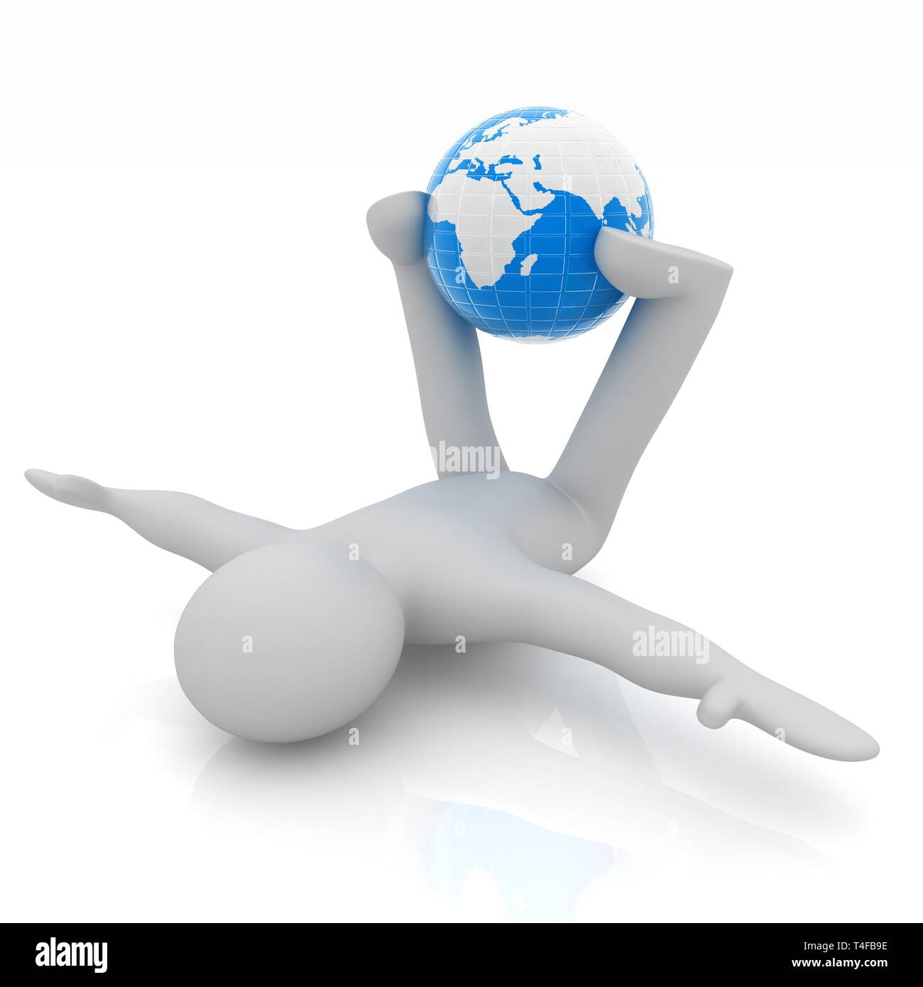 3d man exercising position on Earth - fitness ball. My biggest Global ...