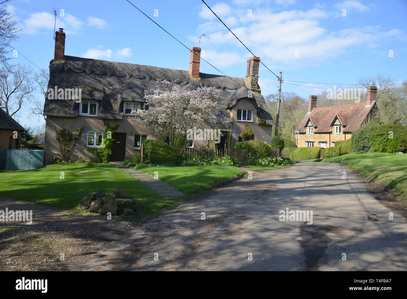 House in the Warwickshire village of Wormleighton captured in spring ...