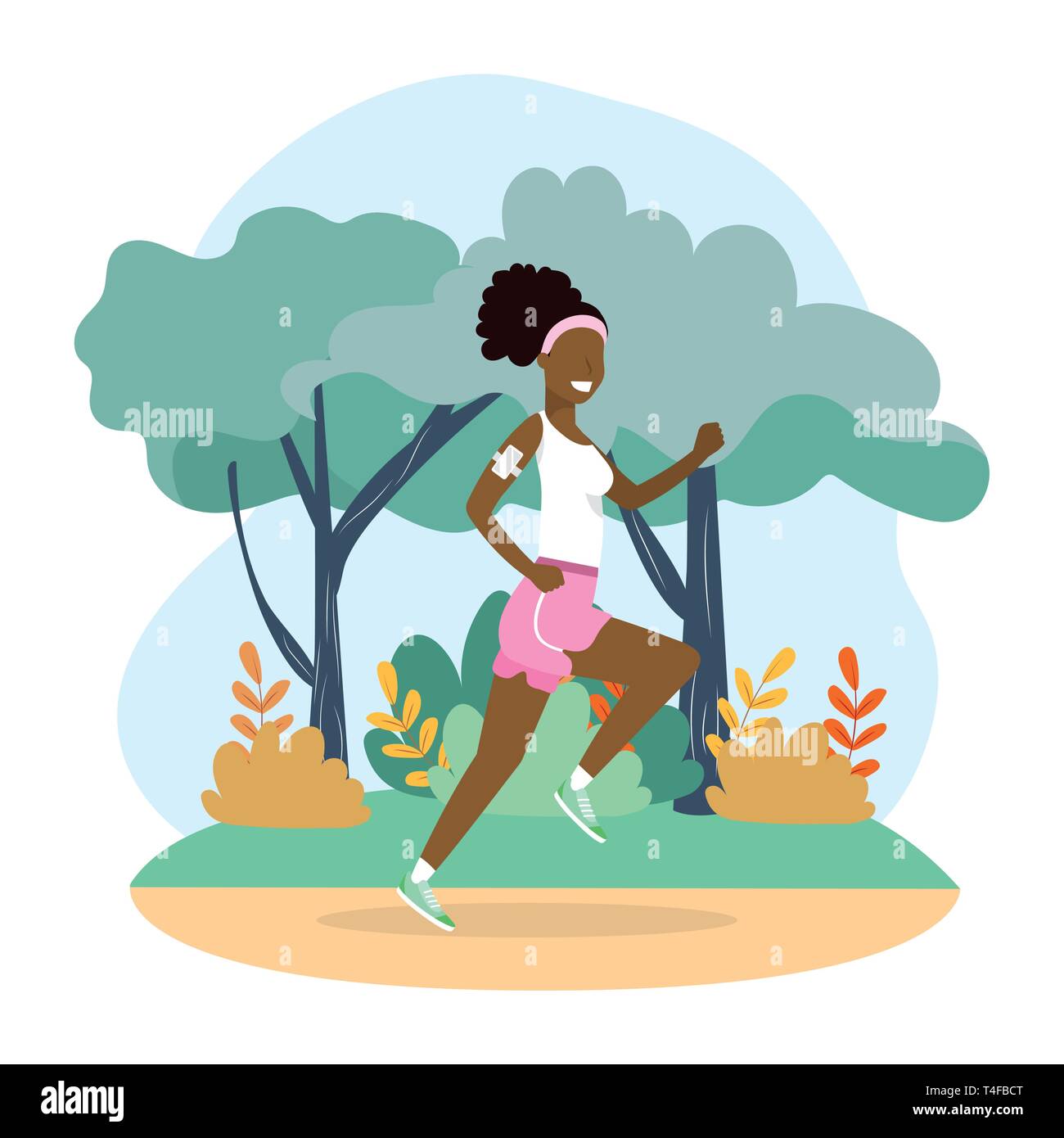 woman running practice fitness exercise vector illustration Stock ...