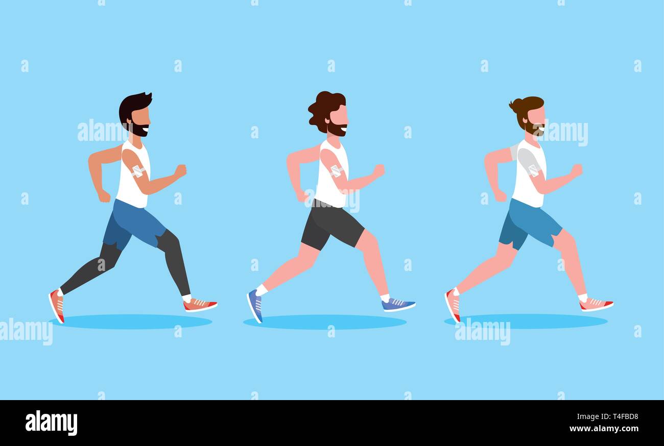 set men running exercise activity vector illustration Stock Vector ...