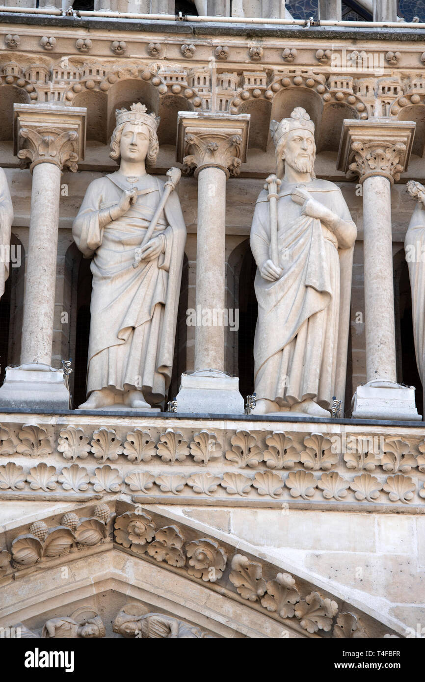 Notre dame paris cathedral statue sculpture and roof detail Stock Photo ...