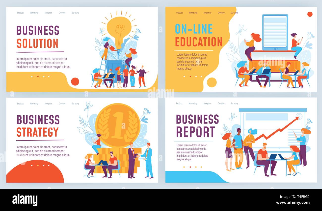 Set of four vector business concept slide designs Stock Vector Image ...