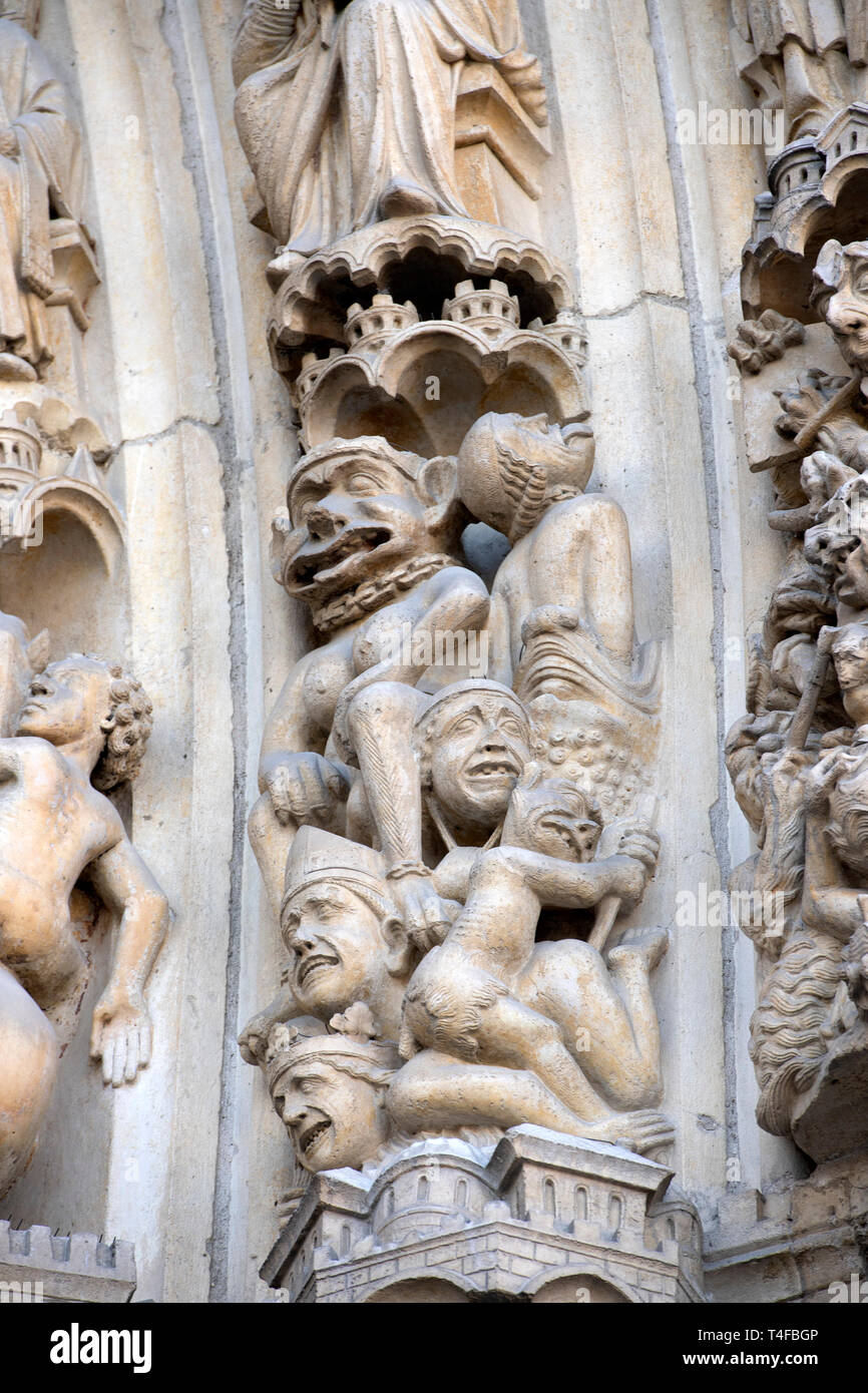 Notre dame paris cathedral statue sculpture and roof detail Stock Photo ...