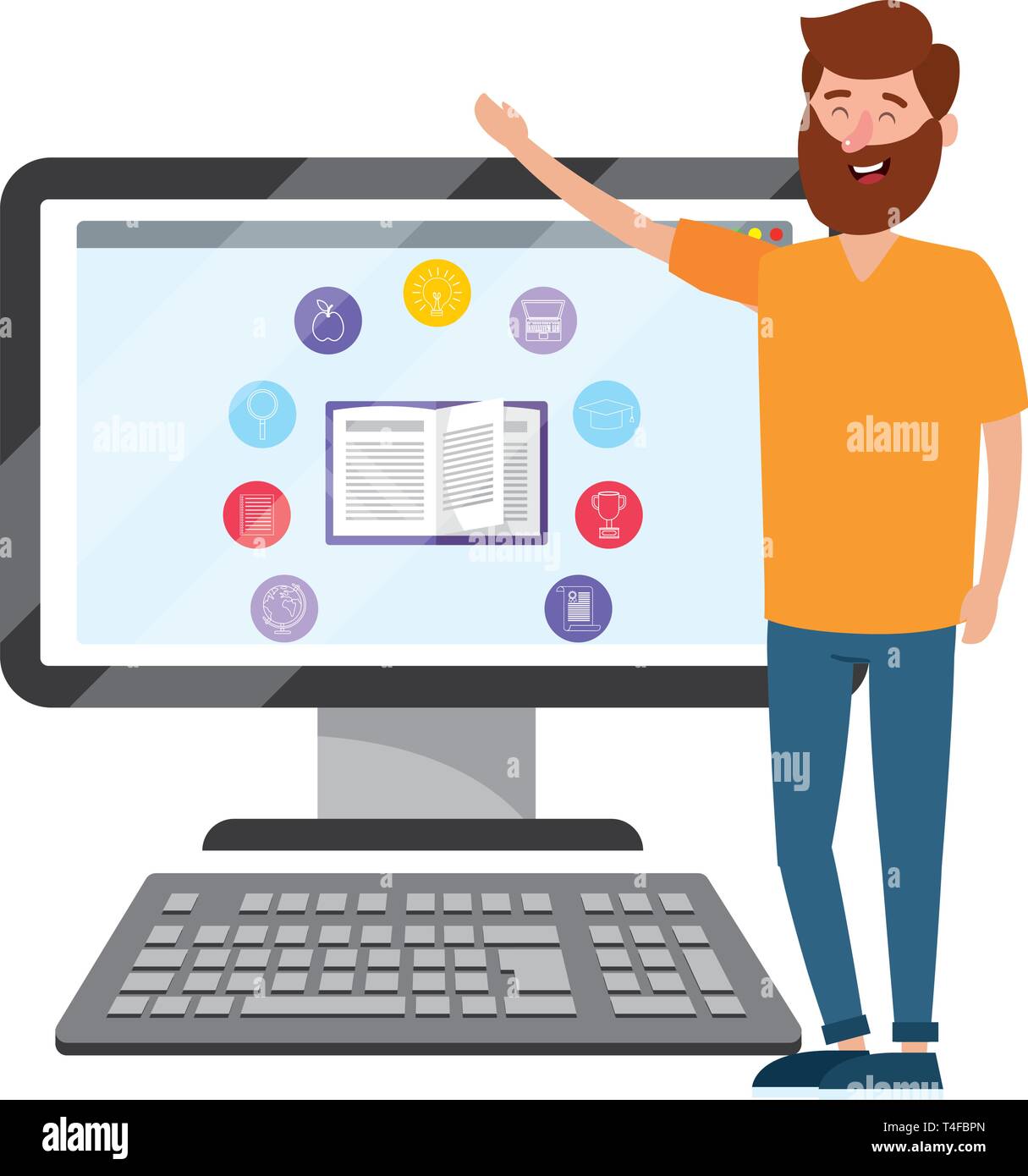 online education man cartoon vector illustration graphic design Stock ...