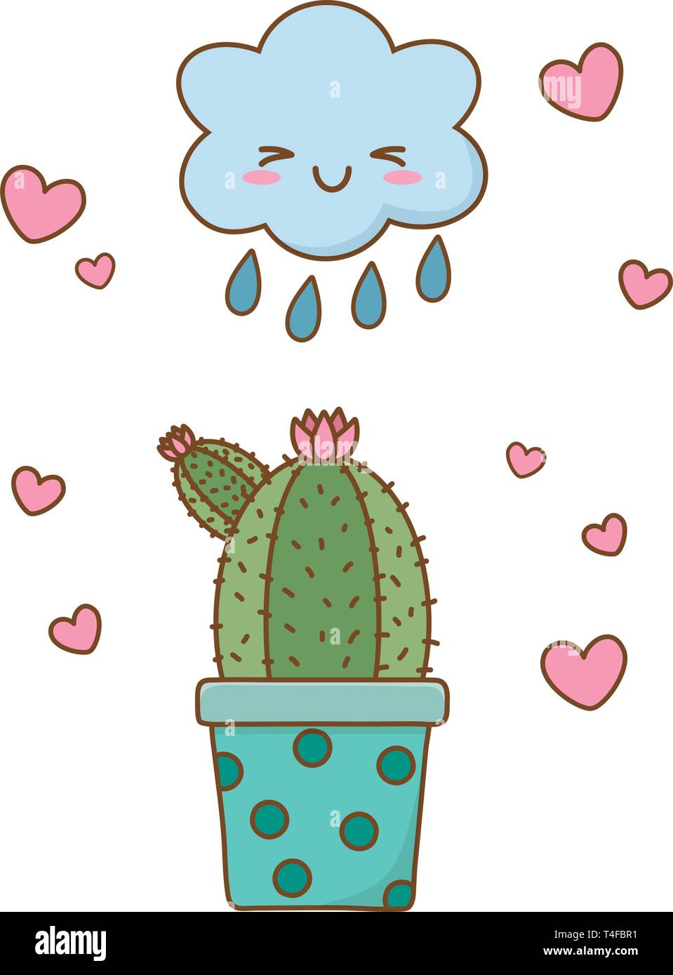 cactus with cloud icon cartoon vector illustration graphic design Stock ...