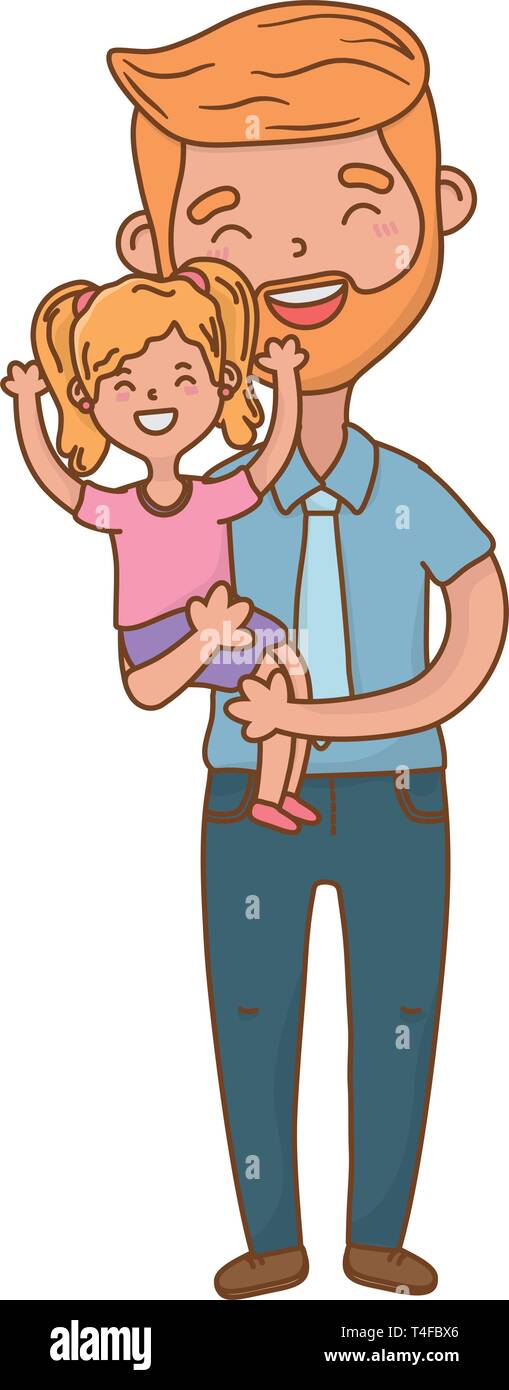man carrying child avatar cartoon character vector illustration graphic ...