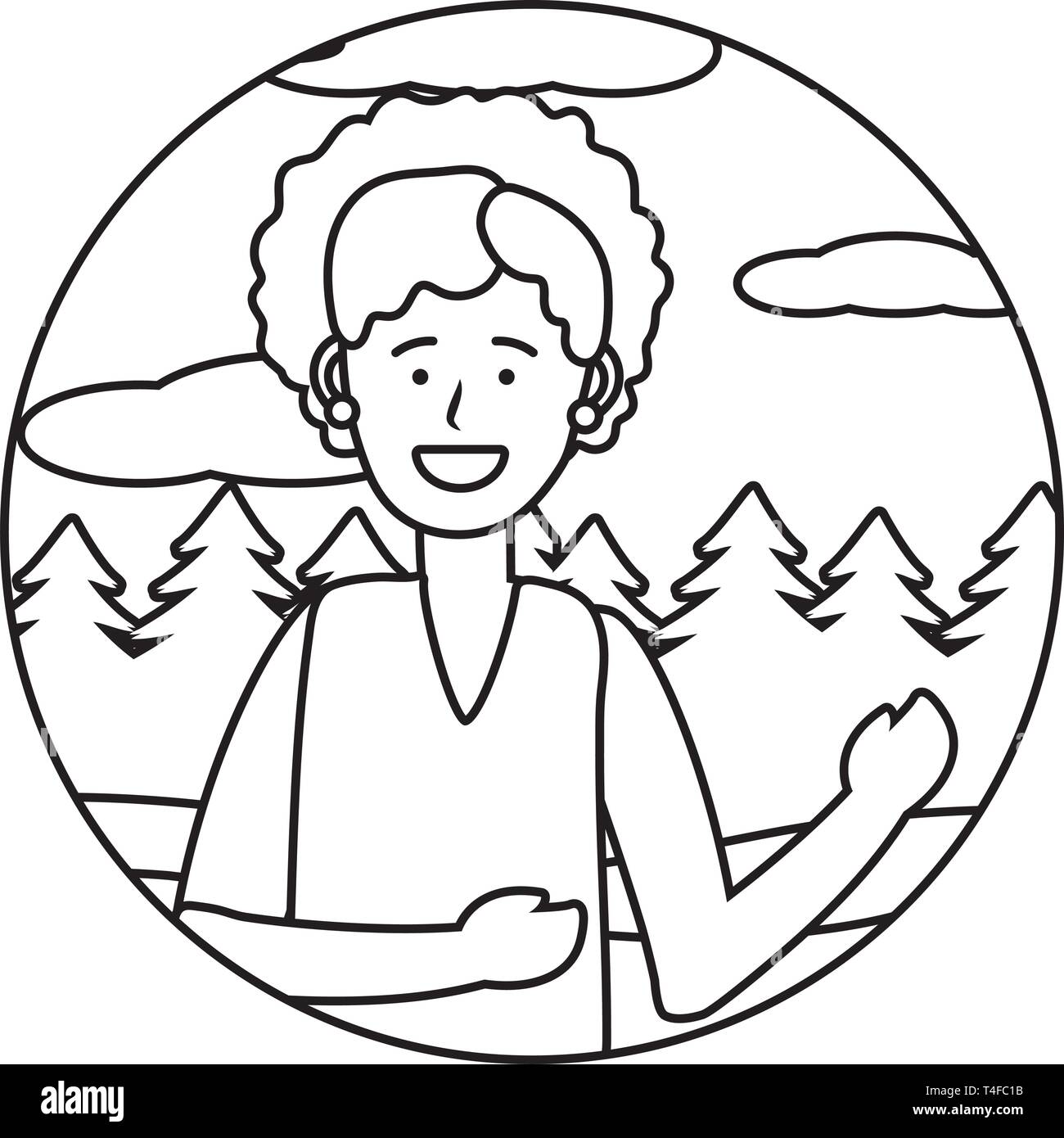 woman portrait avatar cartoon character ponytail outdoor rural ...