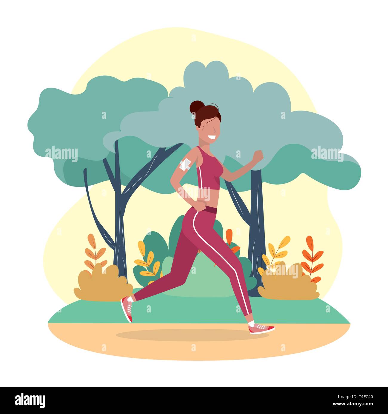 woman training running exercise activity vector illustration Stock ...