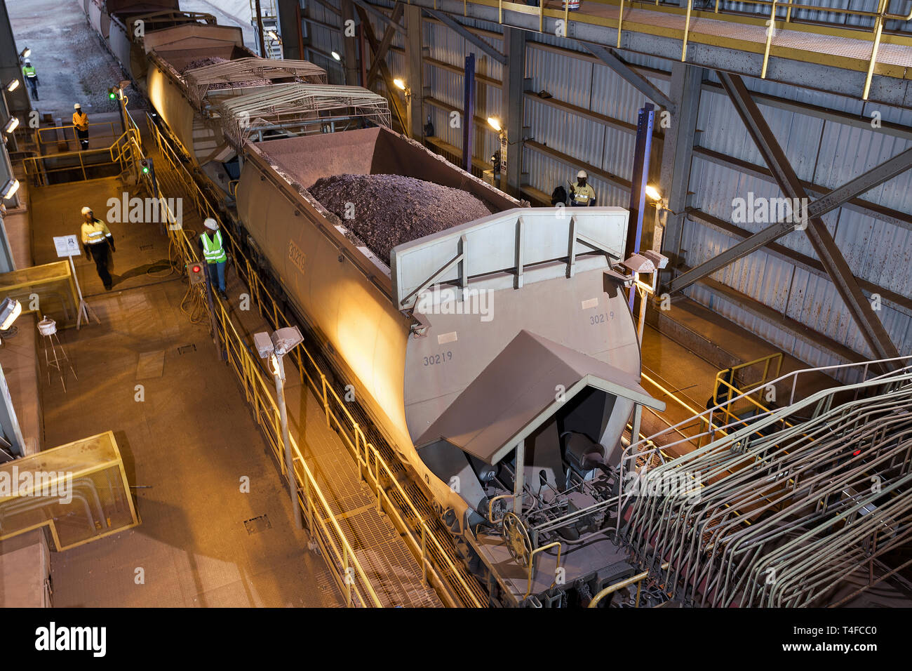 Rail & port operations for managing & transporting iron ore. Dusk ...
