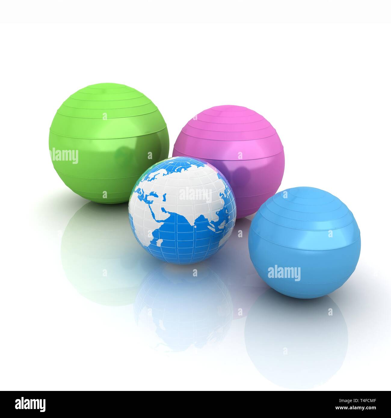 Pilates fitness ball and earth Stock Photo - Alamy