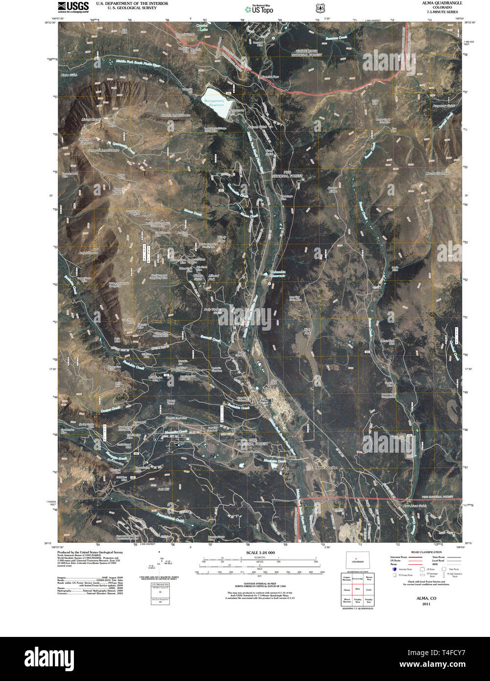 USGS TOPO Map Colorado CO Alma 20110519 TM Restoration Stock Photo - Alamy