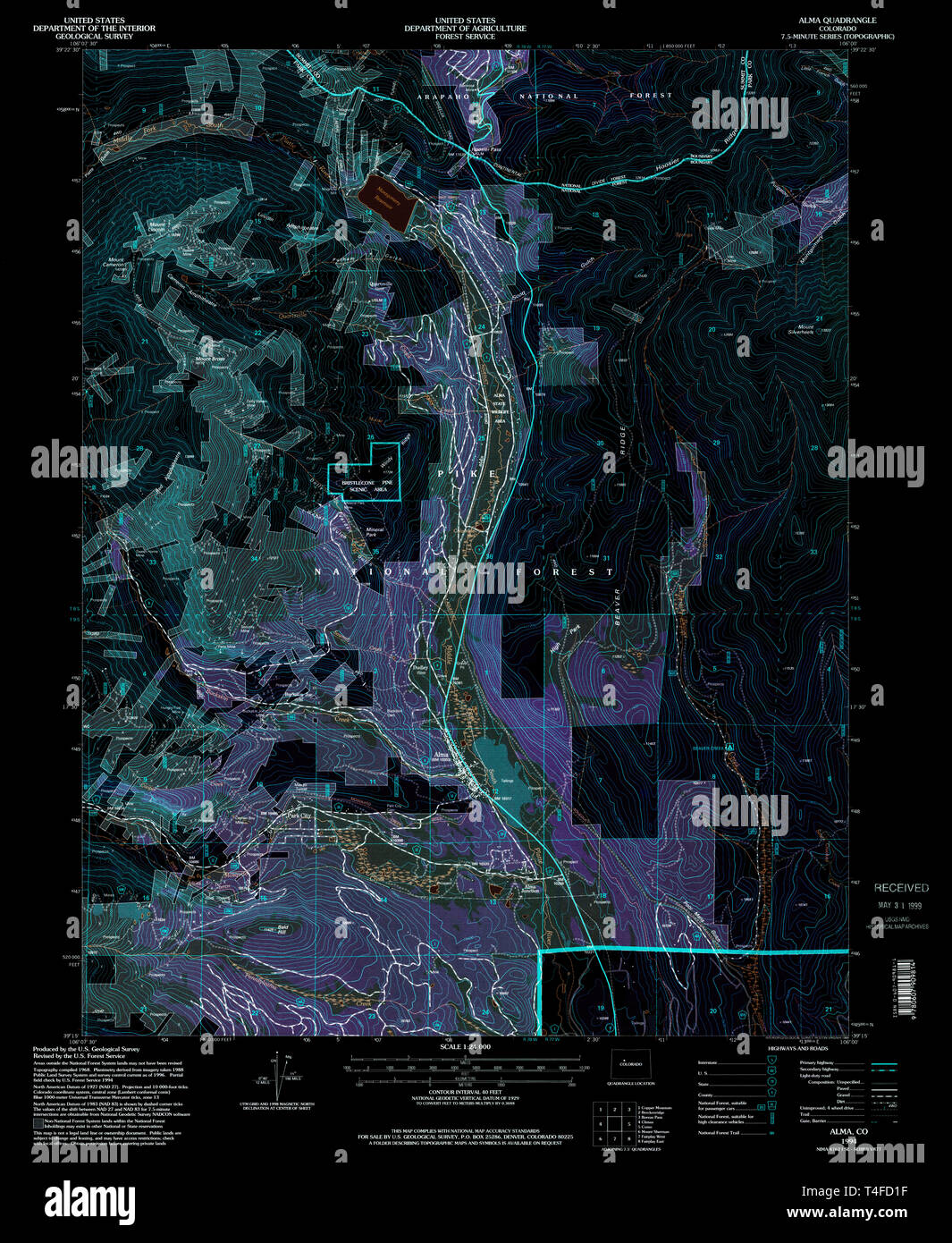 USGS TOPO Map Colorado CO Alma 232080 1994 24000 Inverted Restoration ...
