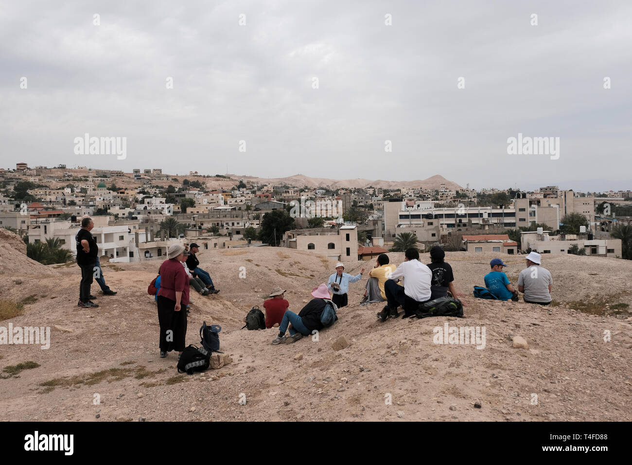 A group of Israeli visitors in Tell es-Sultan a UNESCO-nominated ...