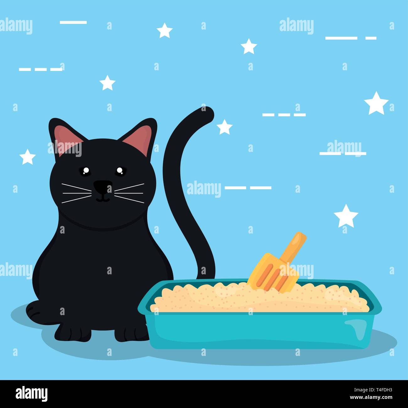 cute little cat with sand box vector illustration design Stock Vector ...