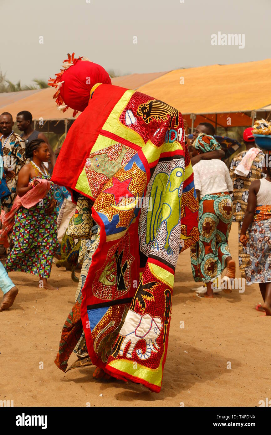 Voodoo festival Benin, Ouidah at the beach, rituals, dancing, singing ...