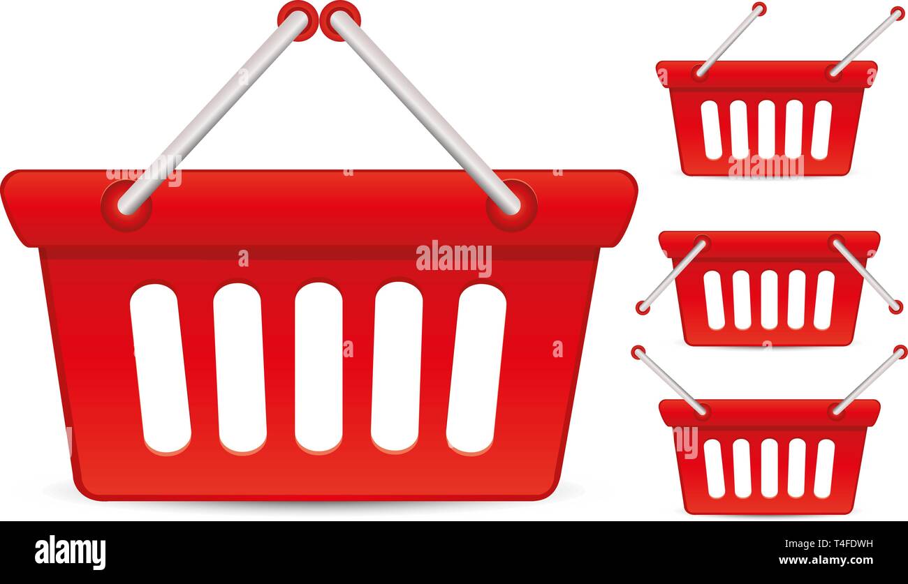 Set of colorful baskets with different position of Handle Baskets ...