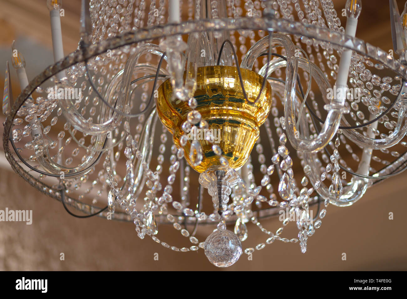 Amazing Crystal vintage palace lamp with golden core Stock Photo - Alamy