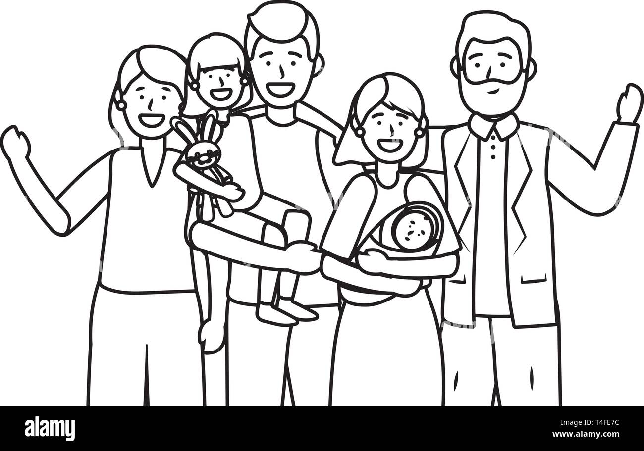 family avatar cartoon character portrait vector illustration graphic ...