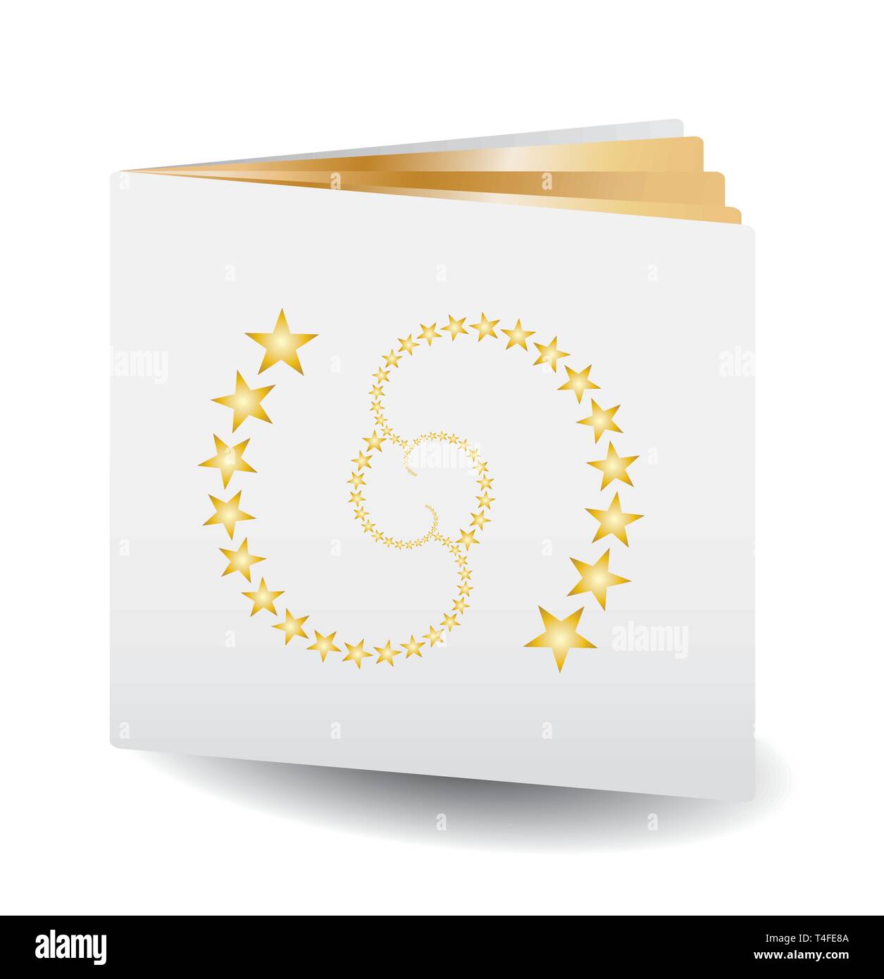 Book with golden pages and golden stars on cover, vector illustration ...