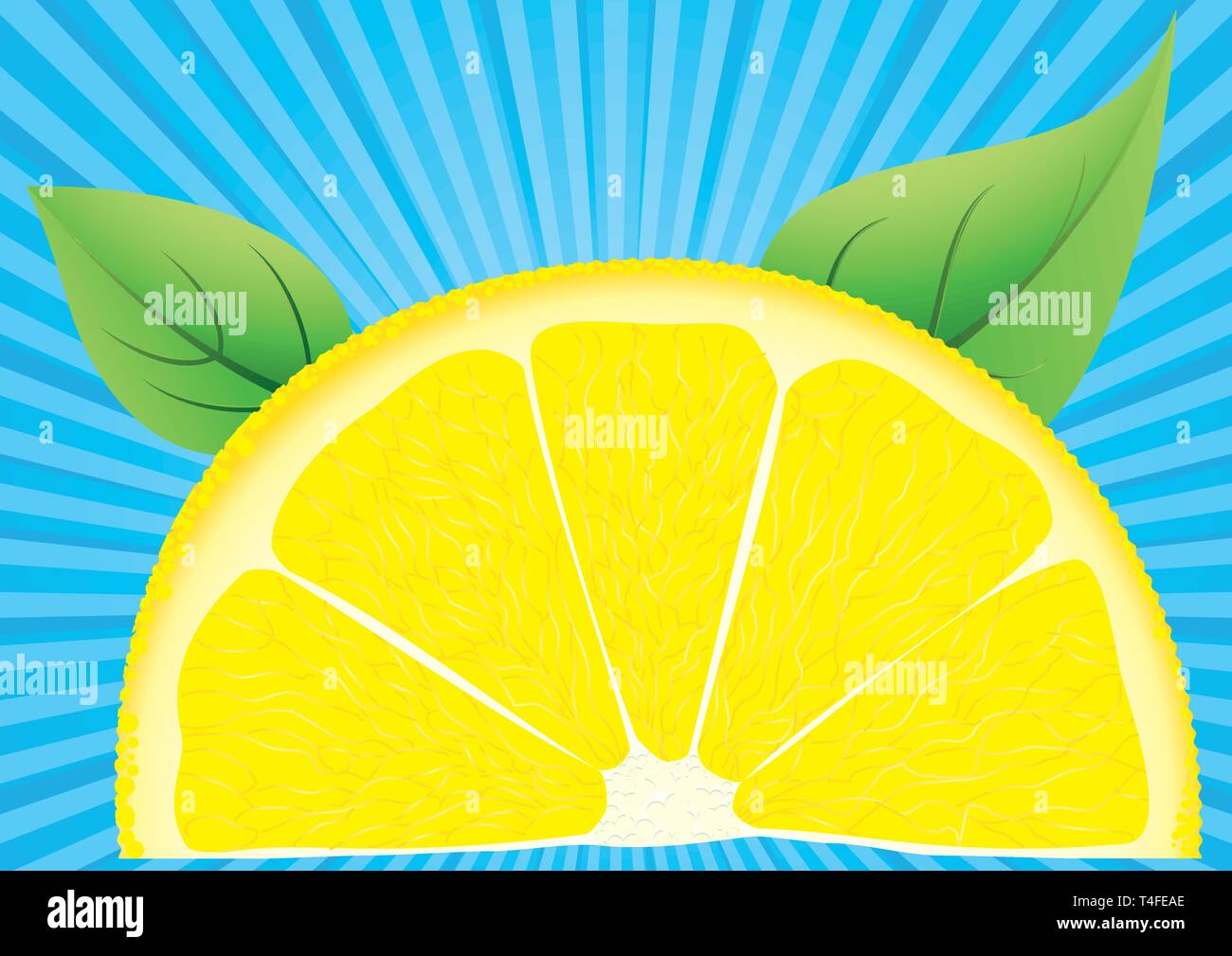 Lemon slice on blue background, vector illustration Stock Vector Image ...