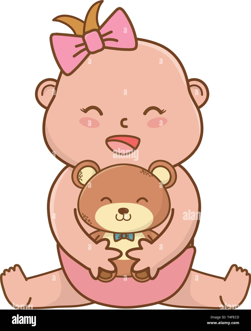cute baby shower baby with teddy bear cartoon vector illustration ...