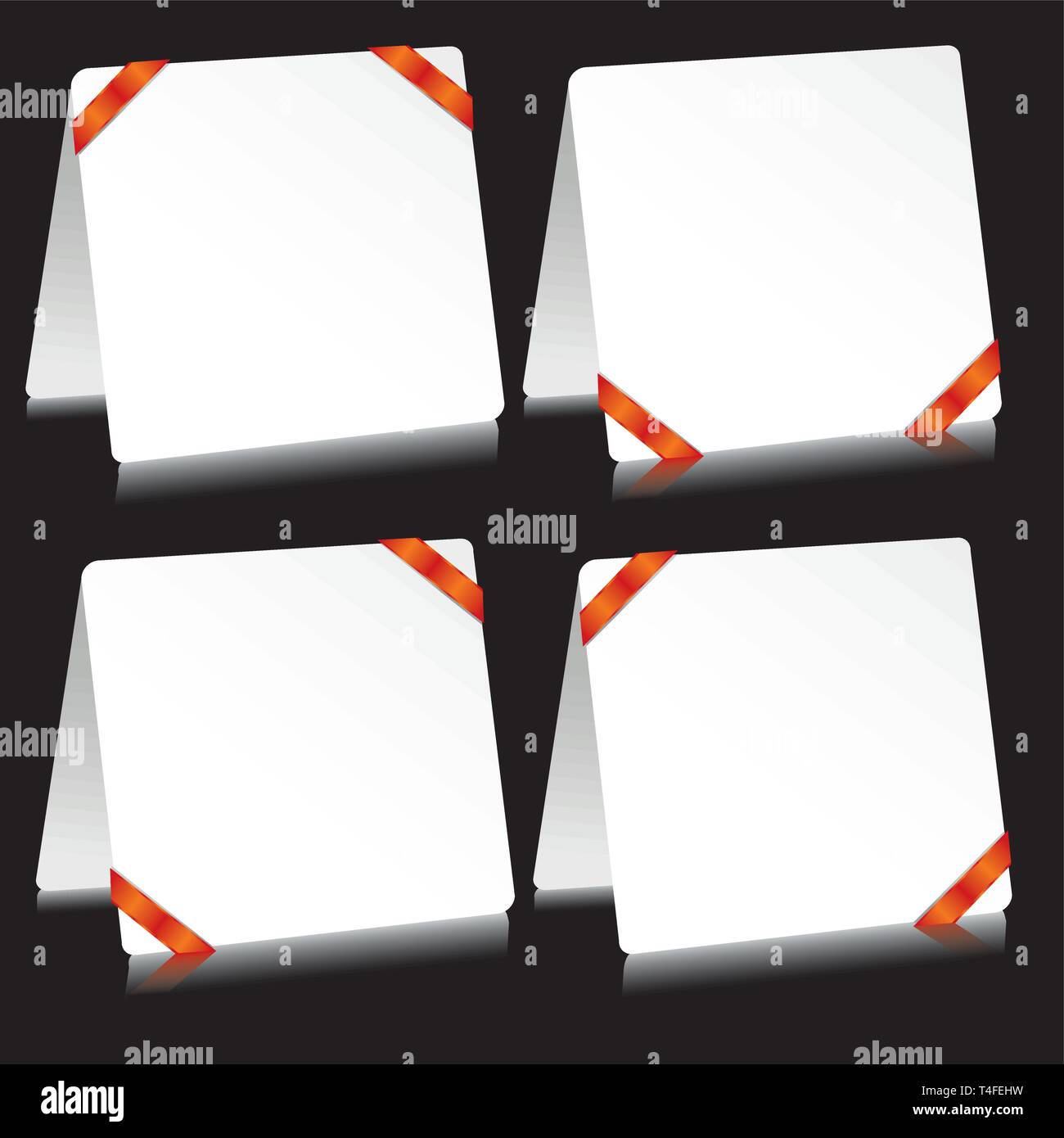 Set of sheets of paper as note pads with red clamps, vector ...