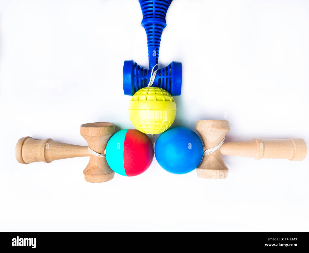 Traditional Japanese toy Kendama on white background, close up Japan ...