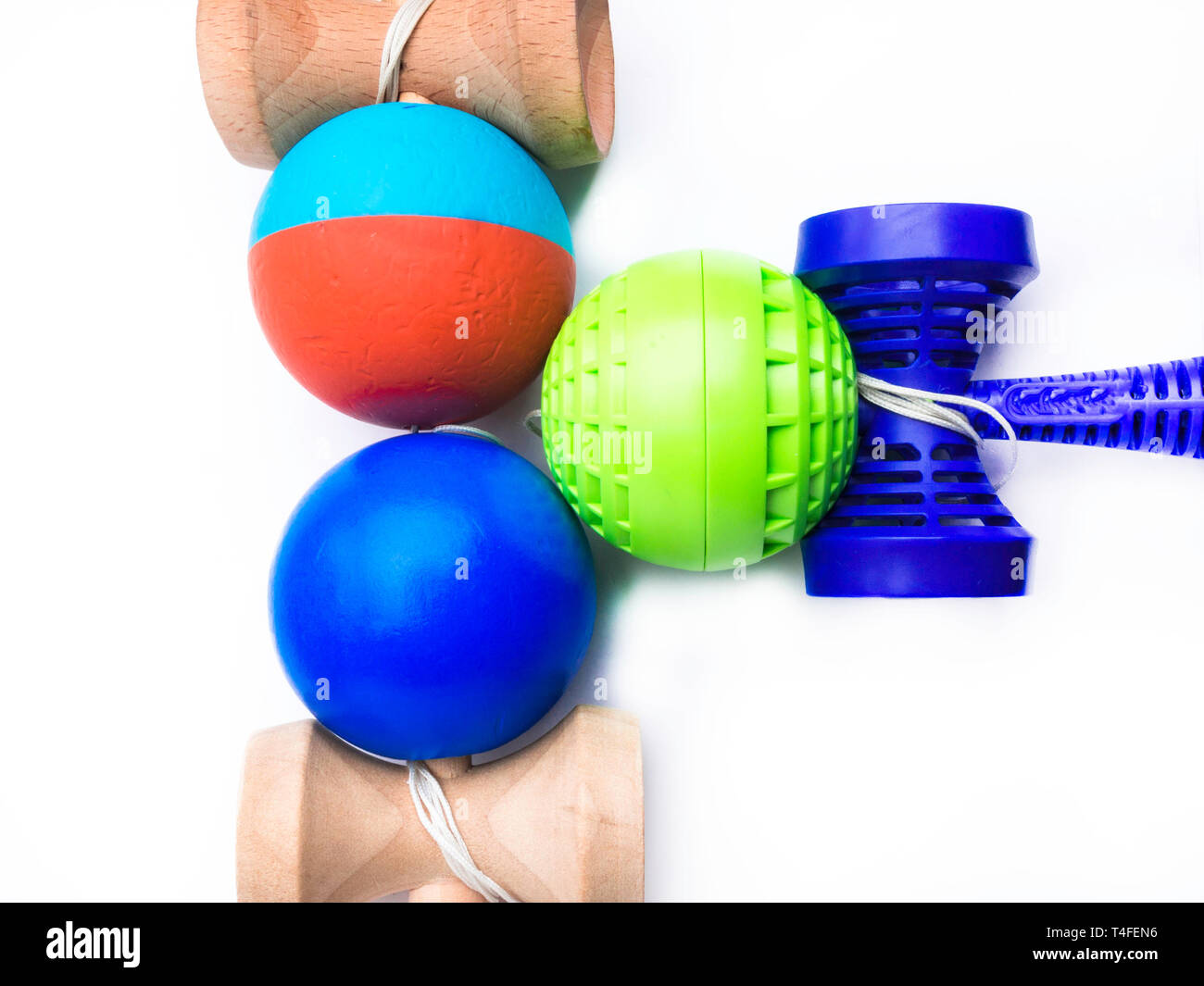 Traditional Japanese toy Kendama on white background, close up Japan ...