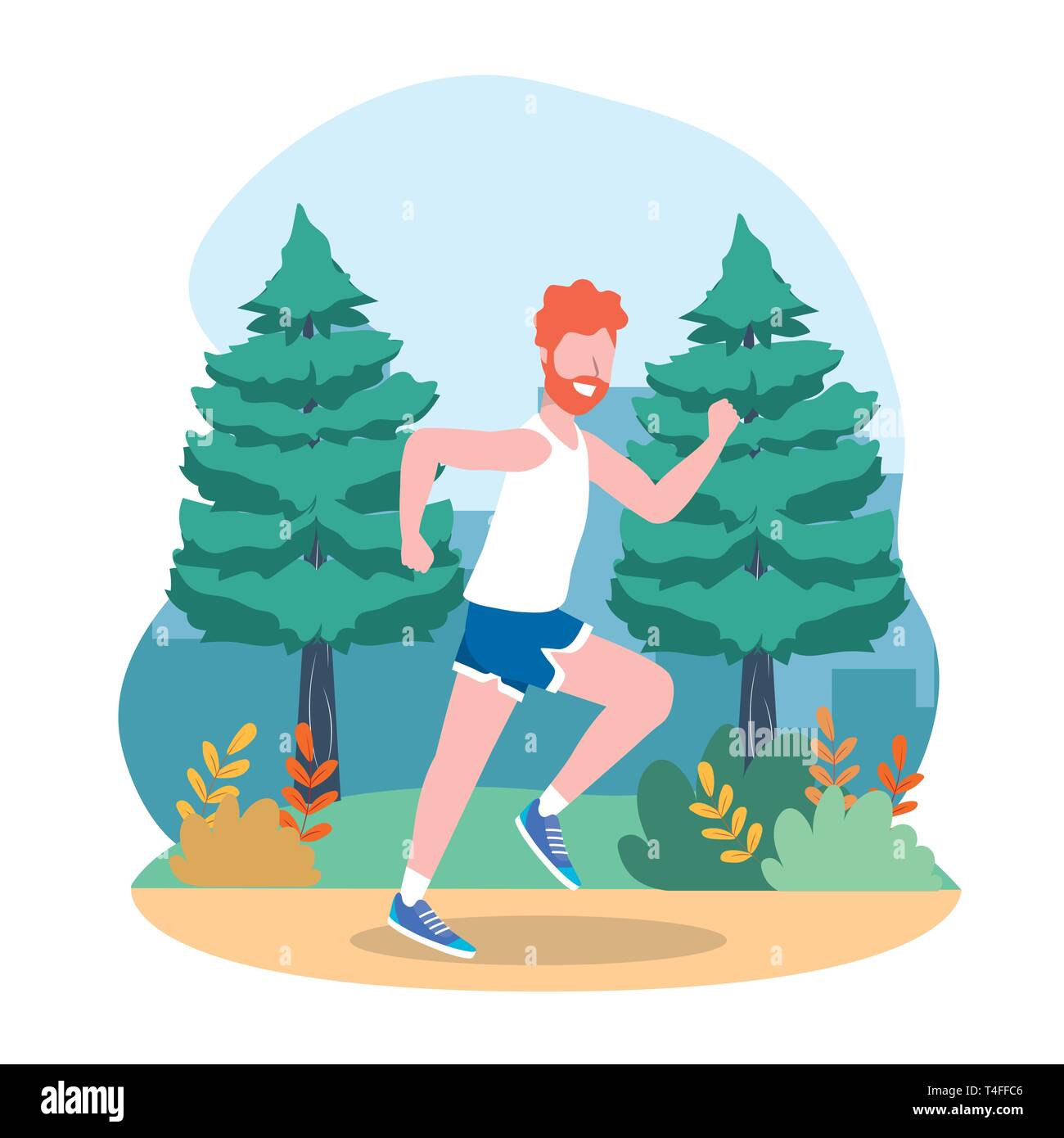 man training exercise and running activity vector illustration Stock ...
