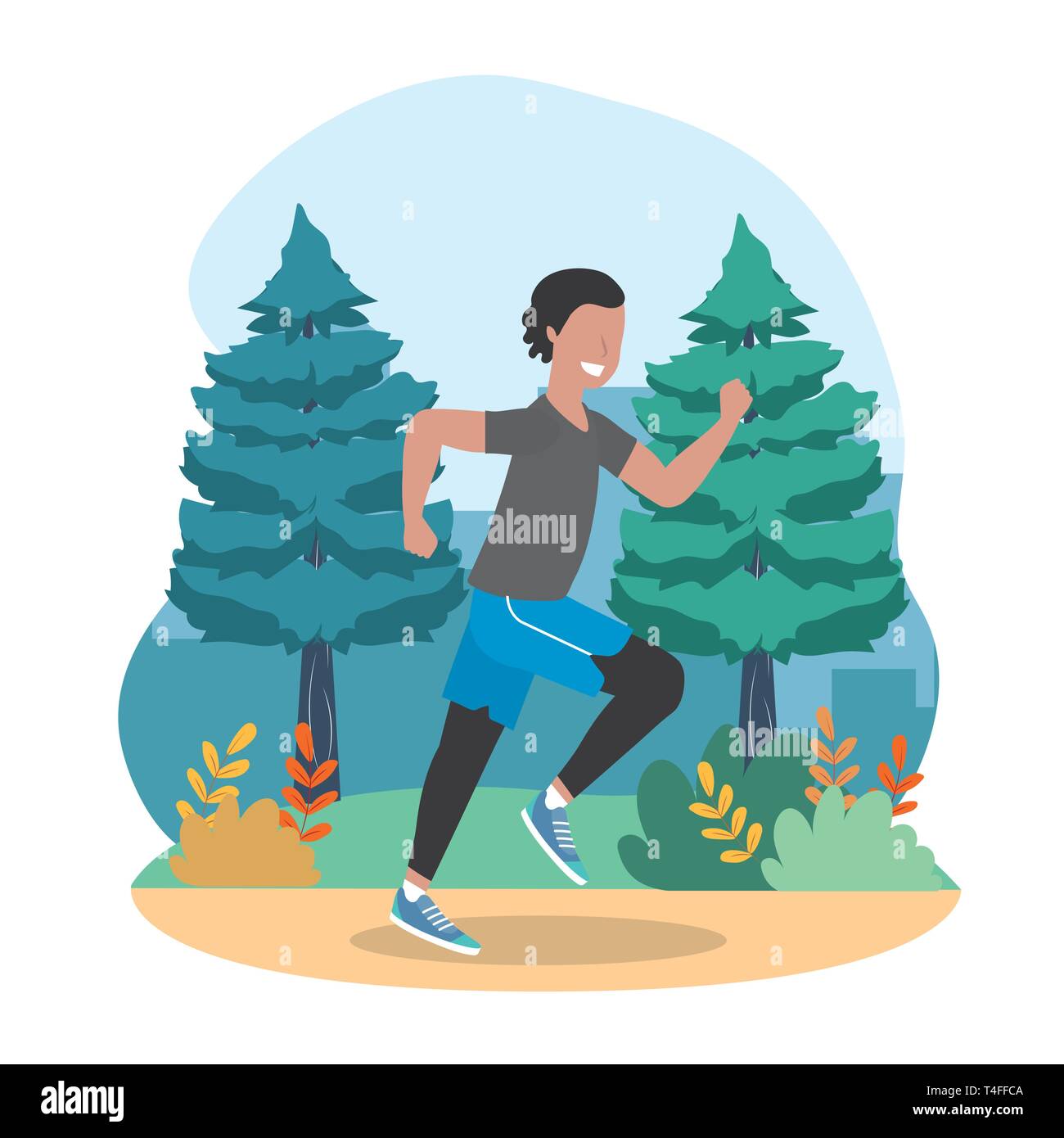 man athlete exercise and running activity vector illustration Stock ...
