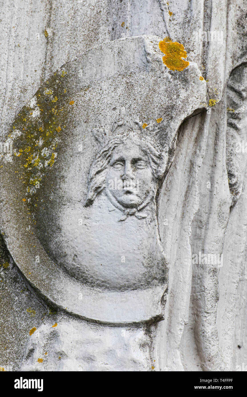 Detail of the Roman bas-relief of the face of Winged Victory located on ...