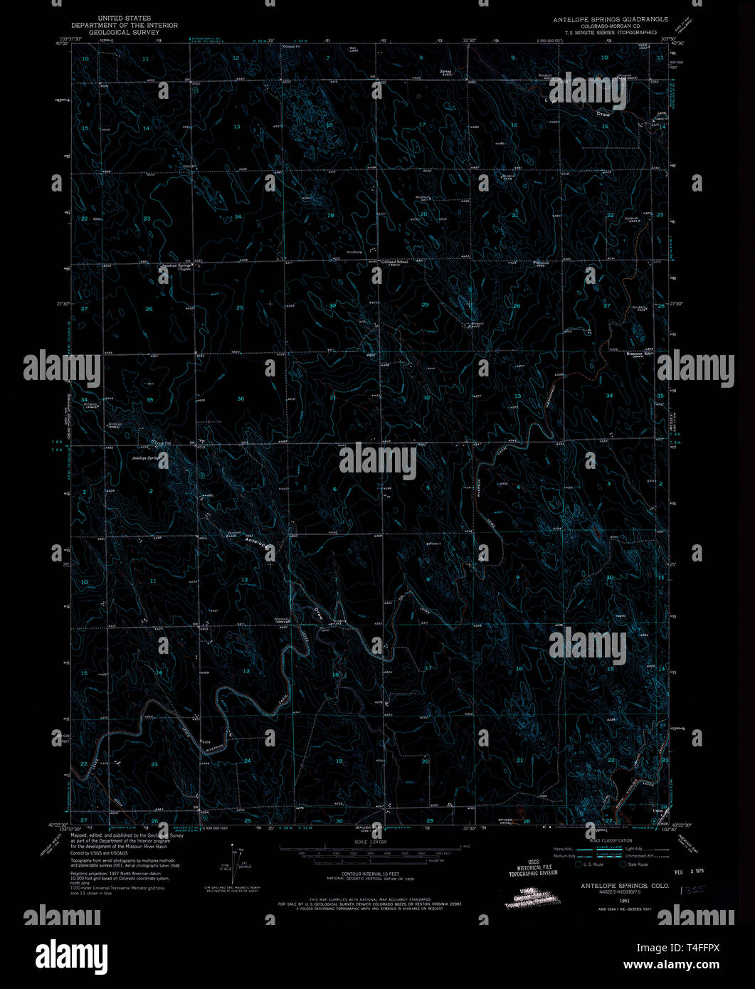 USGS TOPO Map Colorado CO Antelope Springs 232107 1951 24000 Inverted ...
