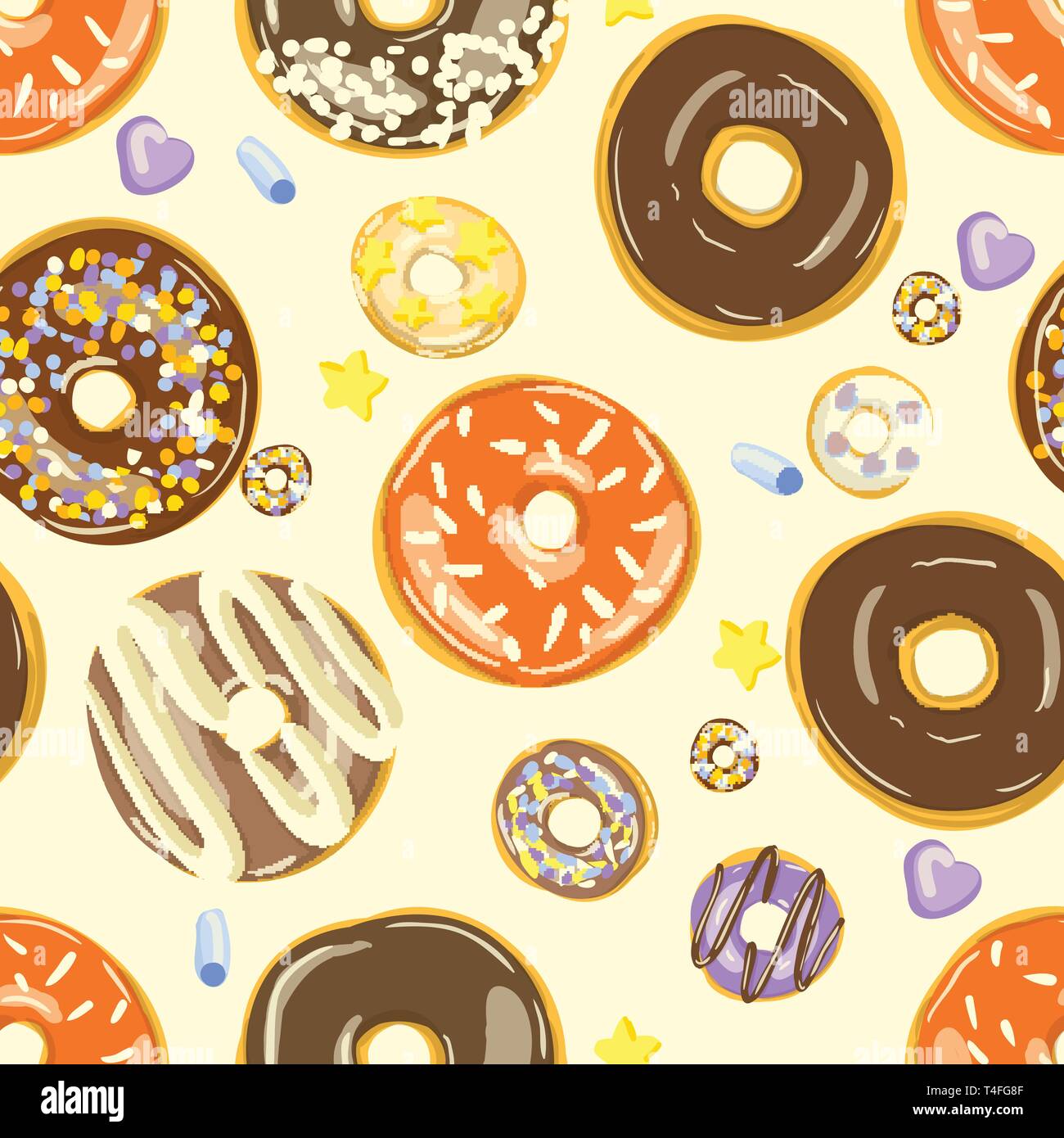 Glazed Donuts seamless pattern. Bakery Vector illustration. Top View doughnuts Stock Vector ...